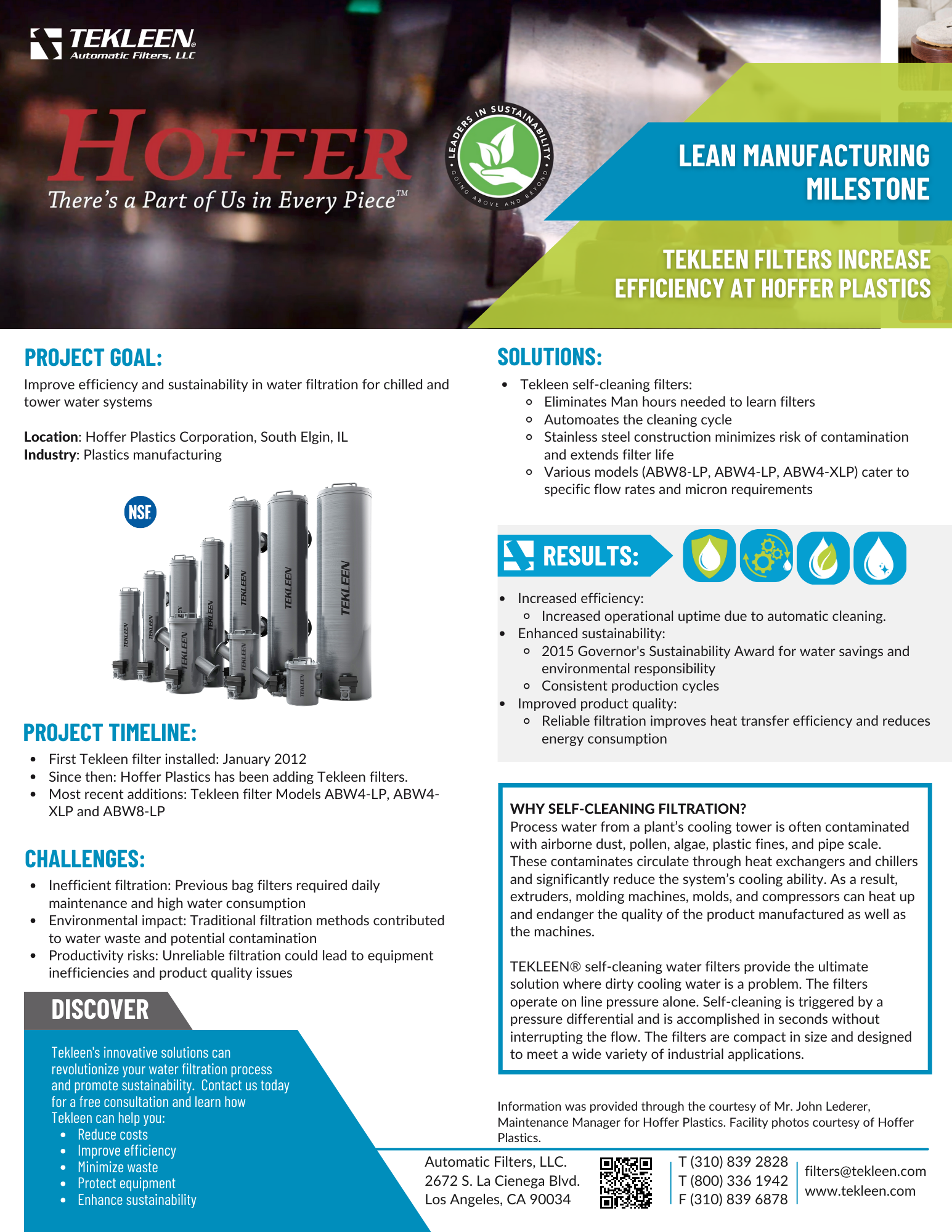 Tekleen Filters Increase Efficiency at Hoffer Plastics – Tekleen